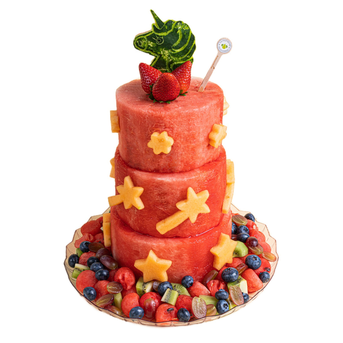3‑Tier Unicorn Watermelon Cake Premium Fresh Fruit Cake UAE | MelonMe